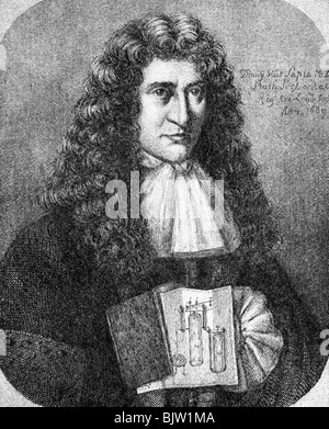 Denis Papin. Engraving of Denis Papin (1647-1712), French physicist and ...