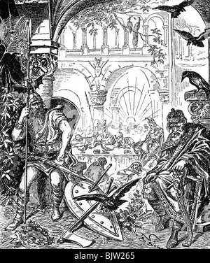 literature, legends / saga, "The Nibelungen", Hagen killing Siegfried ...