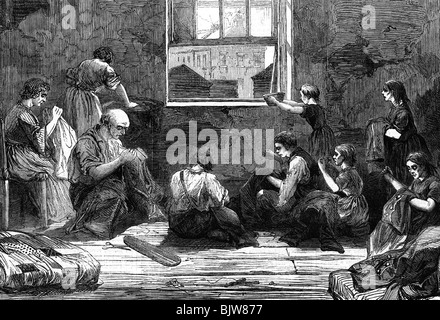 people, misery / adversity, poor housing, 19th century, family of a ...