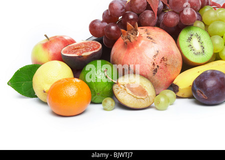 Tangerine, grape and figs fruit. Healthy food background. Diet ...