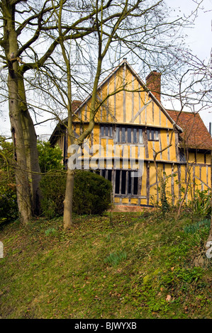Historic Tudor style timber framed house dwelling probably built in mid ...
