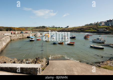 Cemaes Anglesey North Wales UK. Traditional white washed cottage with ...