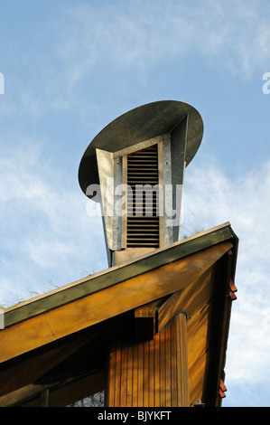 Green roof with ventilation system on a building in the village of ...
