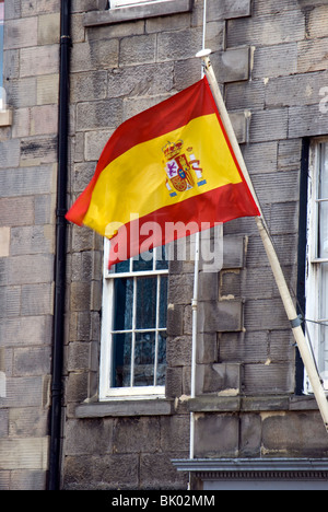 The Spanish flag flying outside the Spanish Consulate in the centre of ...