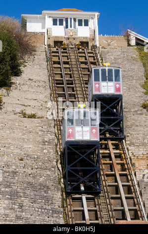 The funicular railway joining the Bournemouth Promenade with the cliff ...