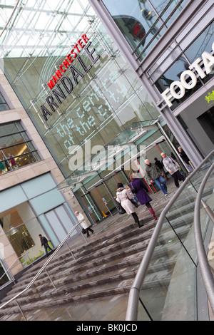 Entrance to the Arndale Centre in Exchange Square, Manchester, England ...