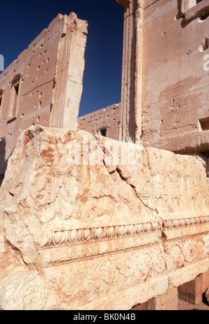 Syria: Wall detail at the Temple of Bel, Palmyra. The Temple of Bel ...