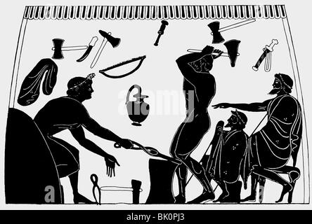 people, professions, smith, ancient Greek smith, after pottery, wood ...