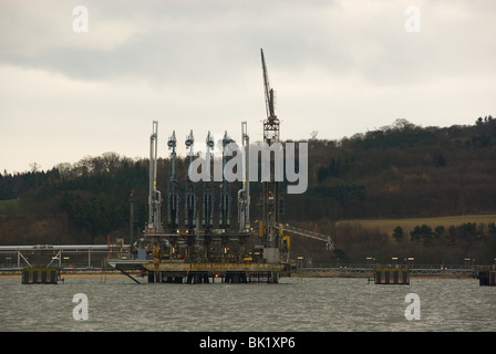 Hound Point oil terminal in the Firth of Forth Scotland as seen from ...