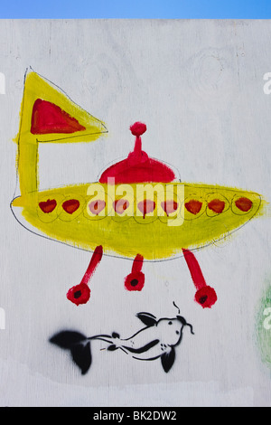 graffiti art of a alien space ship at Rachel Nevada Stock Photo - Alamy