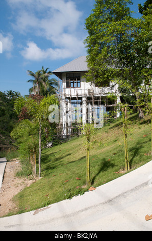 Scaffold / scaffolding on the mountain side where ancient caves were ...