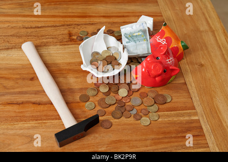 Smashed Piggy Bank Stock Photo - Alamy