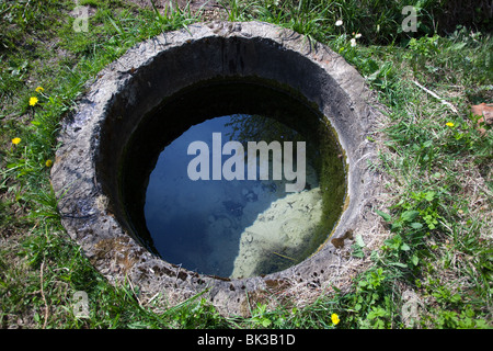 "Water "welling up" from a spring in a stone fountain, California Stock ...