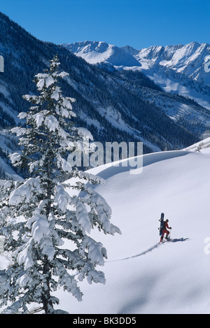 Snow shoeing below Hellgate Cliffs in Little Cottonwood Canyon, Wasatch ...