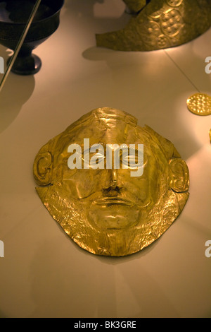Mask of Agamemnon, gold funerary mask. Mycenaean funerary mask of an ...