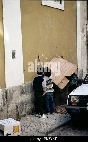 Two boys are playing in the street. Monchengladbach, Germany Stock ...
