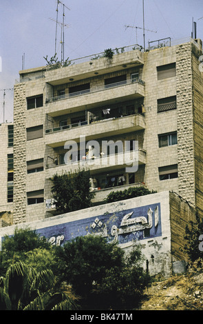 Apartment buildings in Amman city, capital of Jordan. View with Zara ...