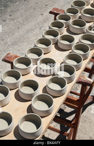 Traditional drying of clay bowls in the sun, Kathmandu, Nepal Stock ...