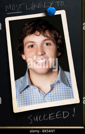Photograph of Young Man Pinned to Bulletin Board Stock Photo - Alamy