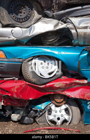 Detroit, Michigan - Junk cars crushed and ready for recycling at a ...