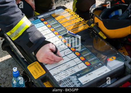 Breathing Apparatus Entry Control Board in use at a fire Stock Photo ...