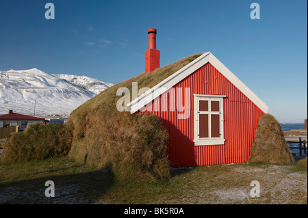 Iceland Lindarbakki turf house Borgarfjordur eystri Bakkagerdi North ...