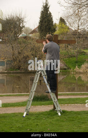 Sign-writer at work Stock Photo - Alamy