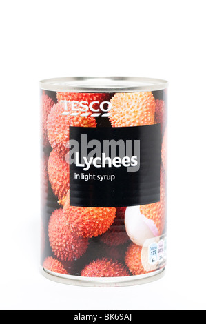 Tin of Tesco Lychees in light syrup Stock Photo - Alamy