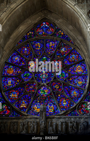 stained glass window, rose window, Reims Cathedral, cathedral, Notre ...
