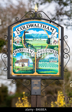 Village sign, Coldwaltham, Hardham and Watersfield, West Sussex, UK ...