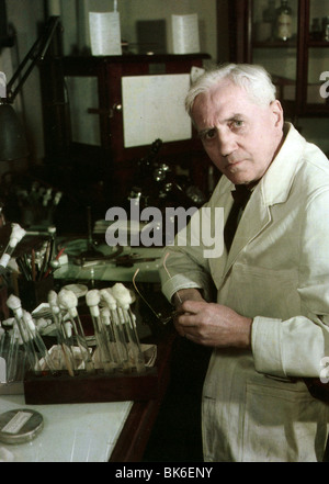 Sir Alexander Fleming, the discoverer of Penicillin, at work in his ...