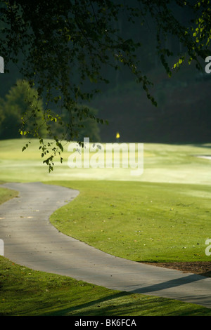 Golf cart leading to golf course Stock Photo - Alamy