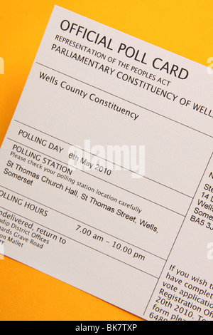 Voting card official UK election poll card Stock Photo - Alamy