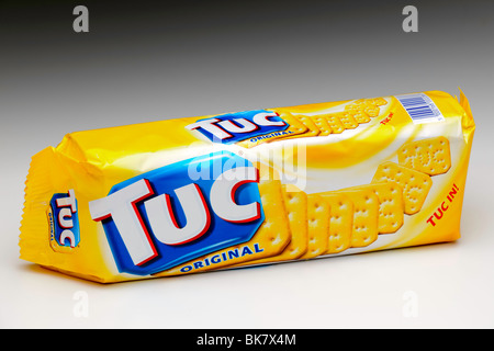 Packet of TUC original savoury biscuits by Jacobs opened with contents ...