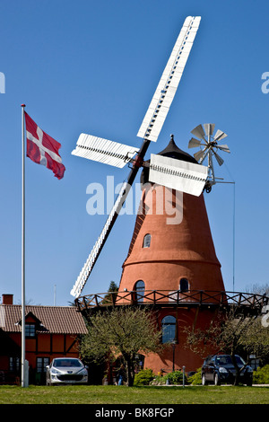 Historic Dutch style windmill, Aastrup, Faaborg, Funen, Denmark, Europe ...