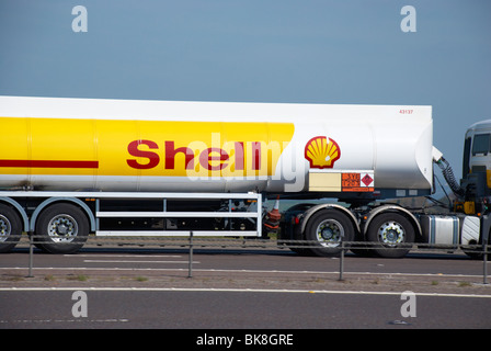 A Shell articulated fuel tanker lorry travelling along the Kingsway ...