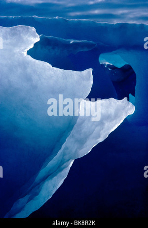 Close-up of a beautiful iceberg formation in blue from Le Conte Glacier ...
