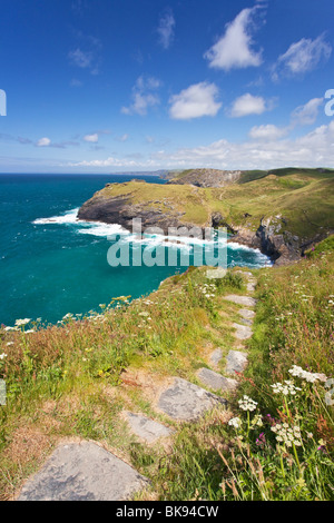 Rock formations at the coast, Cornish Riviera, Bedruthan Steps Stock ...