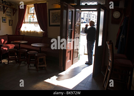 men drinking in traditional Irish pub Cahersiveen, County Kerry Ireland ...