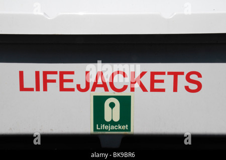 life jackets container on ferry boat Stock Photo: 95688988 - Alamy