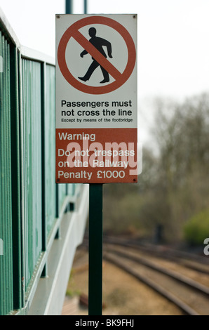 Warning sign or notice warning passengers not to cross the line Stock ...