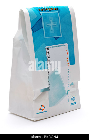 NHS pharmacy prescription paper bag with foil tablet packets/blister ...