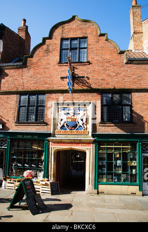 Entrance - on Fossgate - to the Merchants Hall, with elaborate coat of ...