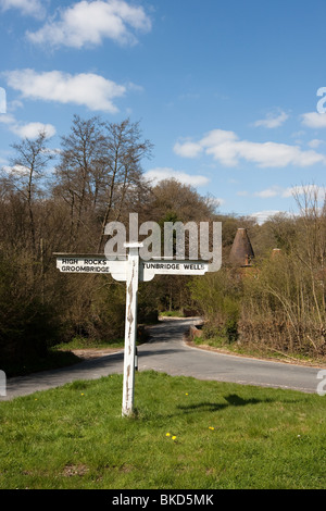 Sign post to Tunbridge Wells and High Street in Frant Stock Photo - Alamy
