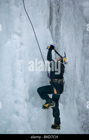 Woman ice climbing in Box Canyon,Ouray,Colorado Stock Photo - Alamy