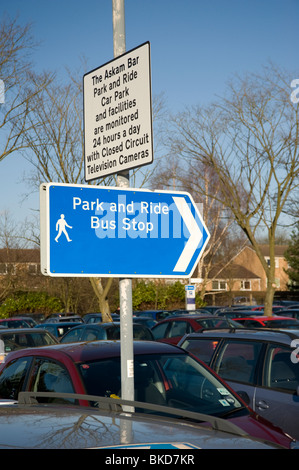 Cars parked in Askham Bar park and ride car park in York city centre ...