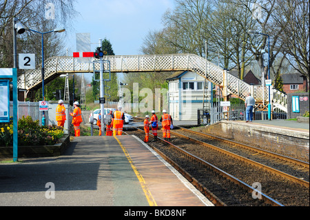 Network Rail staff working on track maintenance during line closure, UK ...