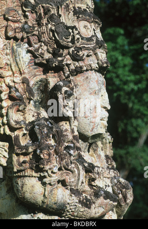 Stela B, Main Plaza with Stelae, Copan Ruinas, Honduras Stock Photo ...