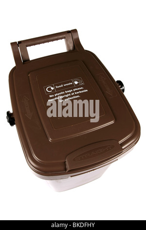 Food waste bin, cut out of brown recycling bin for food waste, UK Stock ...