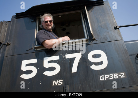 CSX locomotive engineer aka engineman, Hagerstown, Maryland Stock Photo ...